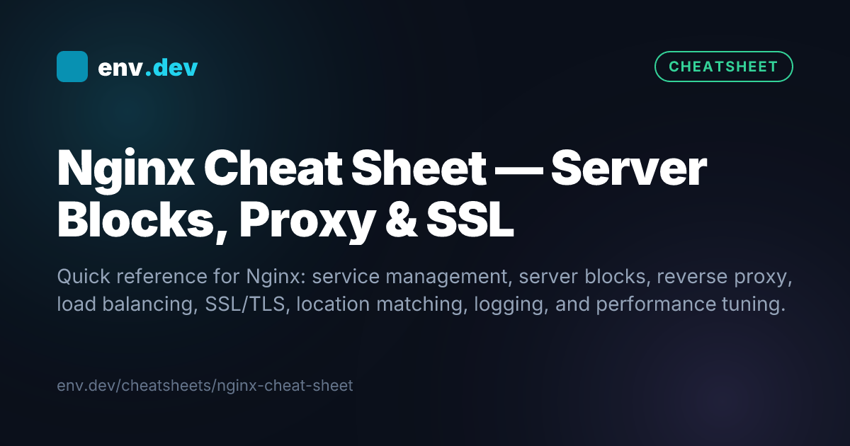 Nginx Cheat Sheet — Server Blocks, Proxy & SSL — env.dev